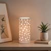 Alsy 10 in. White Indoor Ceramic Up-Light with White Cut Out Pattern ...
