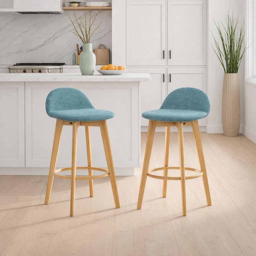 Armen Living Vera 33.3 in. H Counter Height Teal Low Back Wood Bar ...