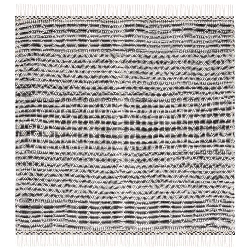 SAFAVIEH Natura Ivory/Black 8 ft. x 8 ft. Geometric Tribal Square Area ...