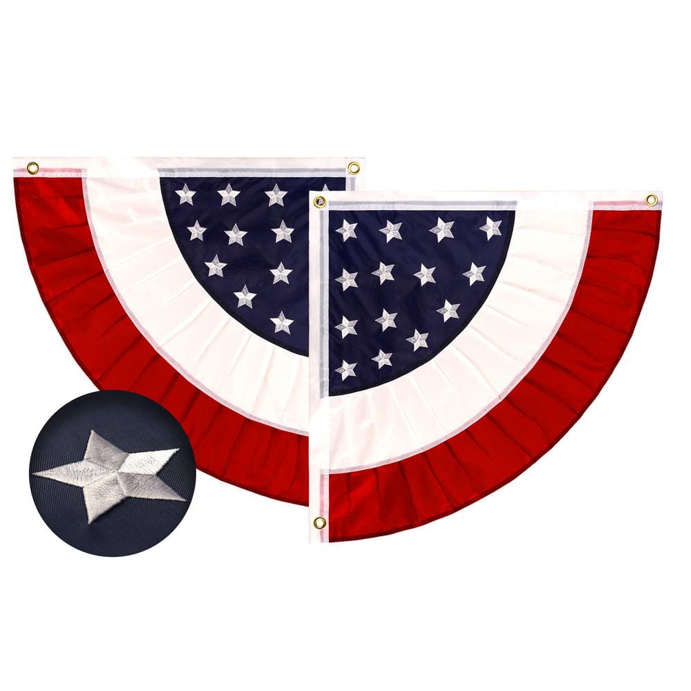 G128 1.5 ft. x 1.5 ft. Polyester Fan USA Star Center Half Embroidered ...
