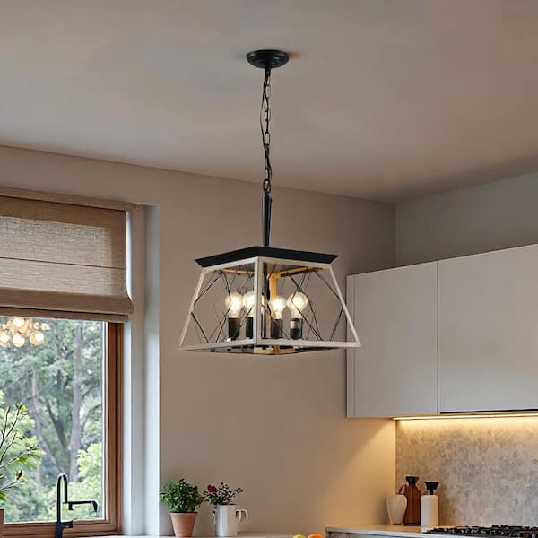 Reviews for MODERN HABITAT 16 in. 4-Light Matte Black Finish and Oak ...