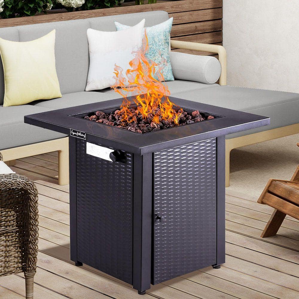 ToolCat 28 in. 50000 BTU Metal Outdoor Gas Propane Fire Pit Table with ...