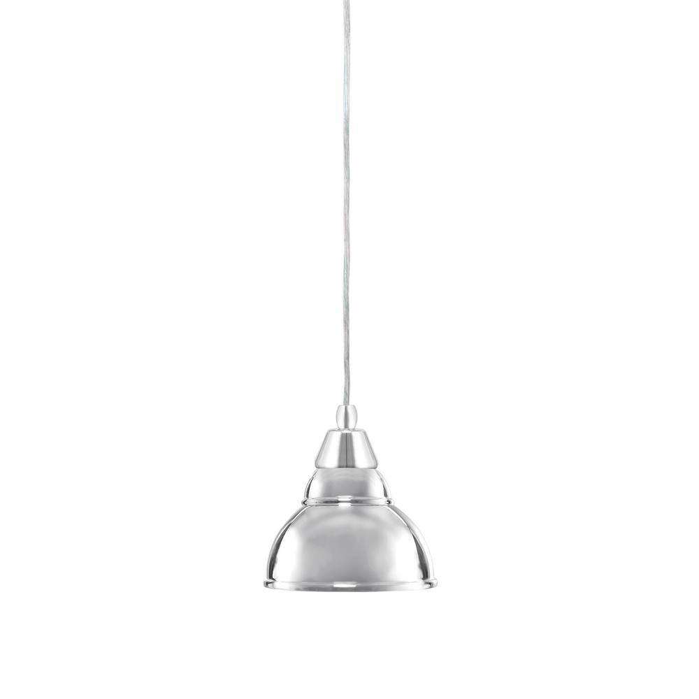 Bryson 60-Watt 1-Light Chrome Shaded Pendant Light Mini Pendant with 7 ...