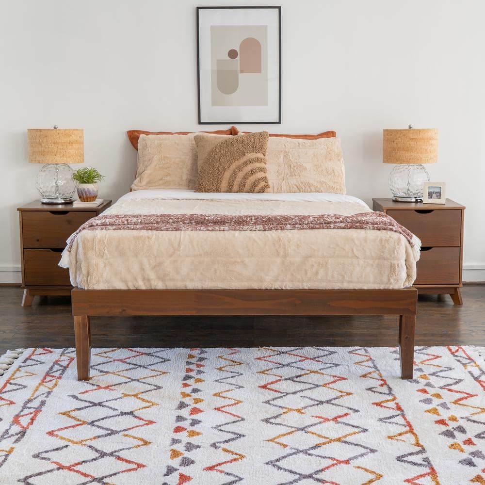 Linon Home Decor Pheba 3-Piece Walnut Brown Wood Frame Full Platform ...