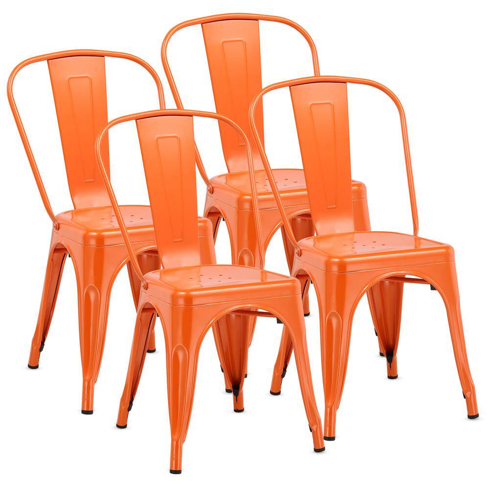 ComHoma Metal Dining Chair Iron Stackable Bistro Chair Industrial ...