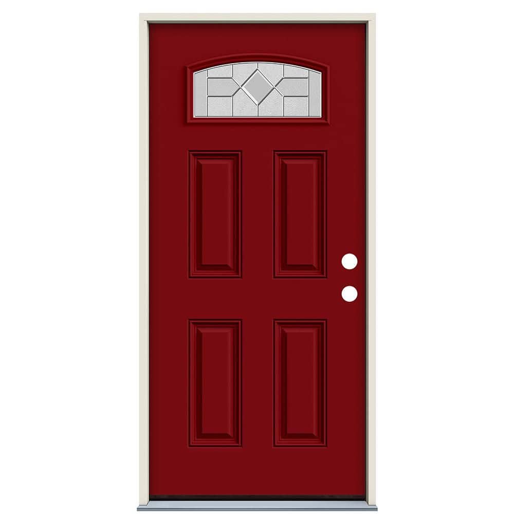 JELD-WEN 36 in. x 80 in. Left-Hand/Inswing Camber Top Caldwell ...