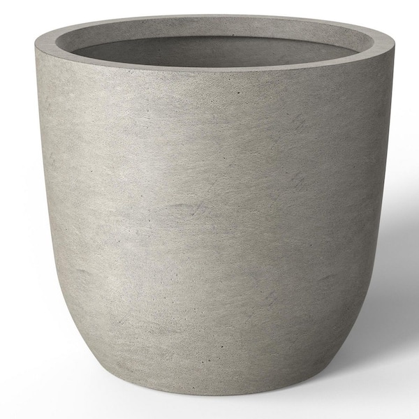 Sapcrete 17 in. Large Light Gray(Enhanced Core) Concrete Round Planter ...