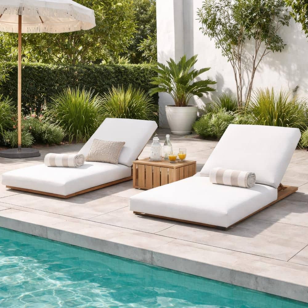 Benjara Edie 25 x 3 1-Piece Outdoor Lounge Chair Cushion in White ...