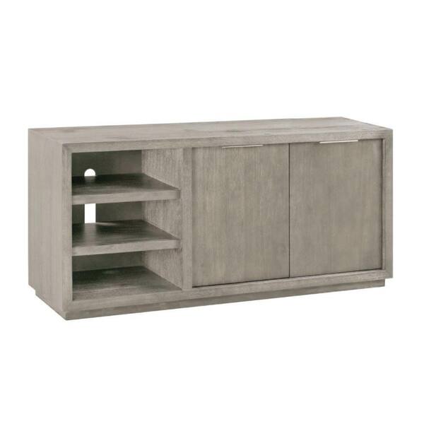 Benjara 64 in. Gray Wood TV Stand Fits TVs up to 55 in. with 3 Shelf ...