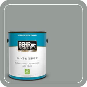 BEHR PREMIUM PLUS 8 oz. #BXC-66 Dusk Blue Satin Enamel Interior ...