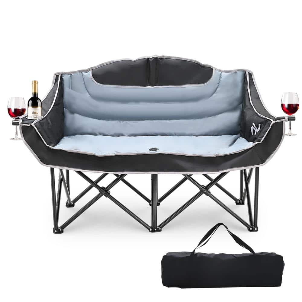 BOZTIY Oversized Double Camping Chair 2-Person Folding Chair Padded ...