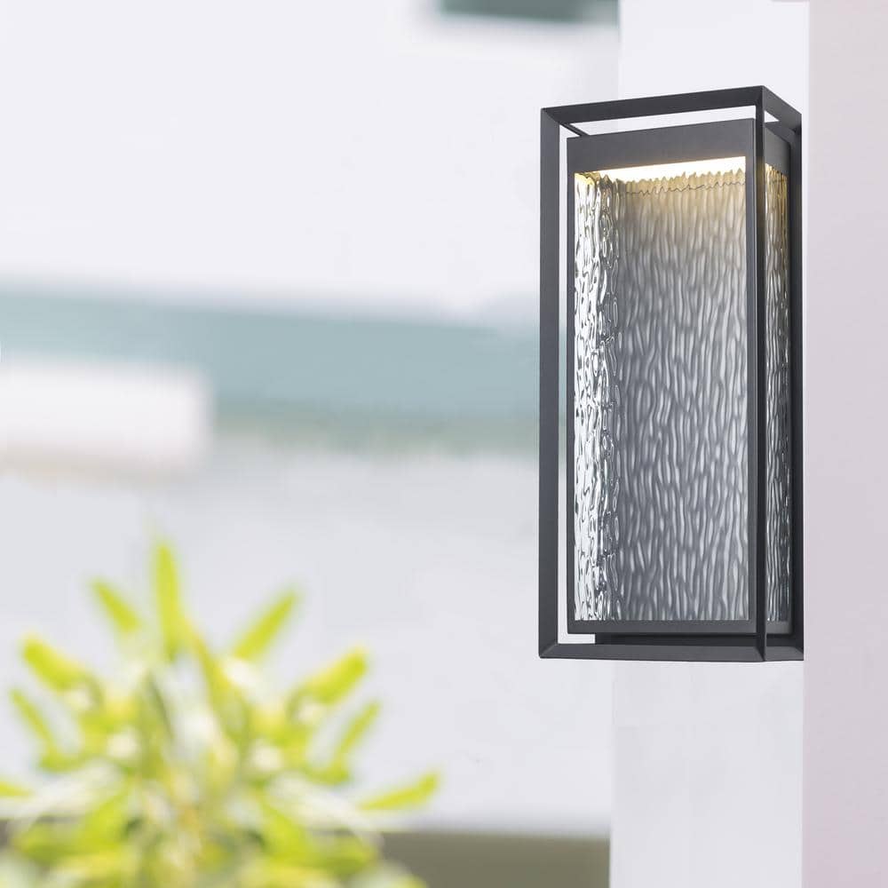 Bel Air Lighting Steelwater 16.25 in. Black Integrated LED Outdoor Wall ...