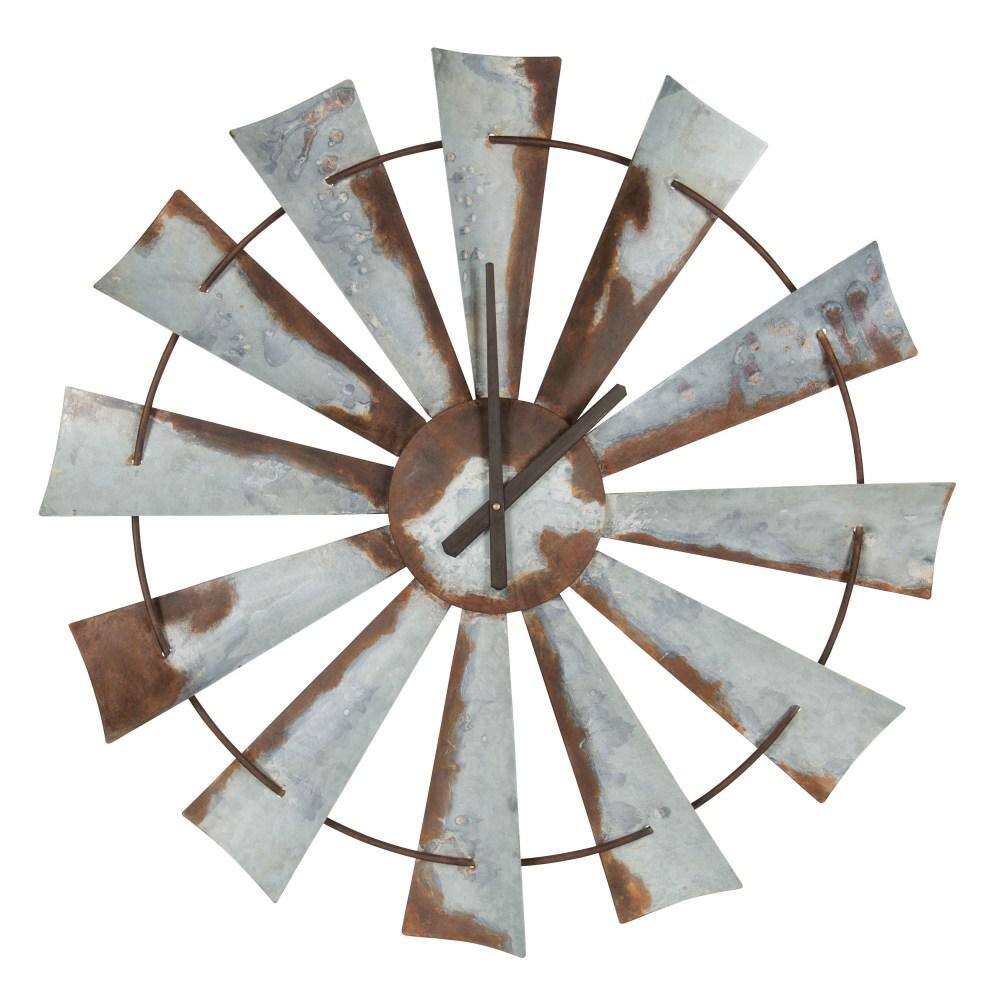 Kate and Laurel Millbrook Silver Farmhouse Windmill Wall Clock 212406 ...