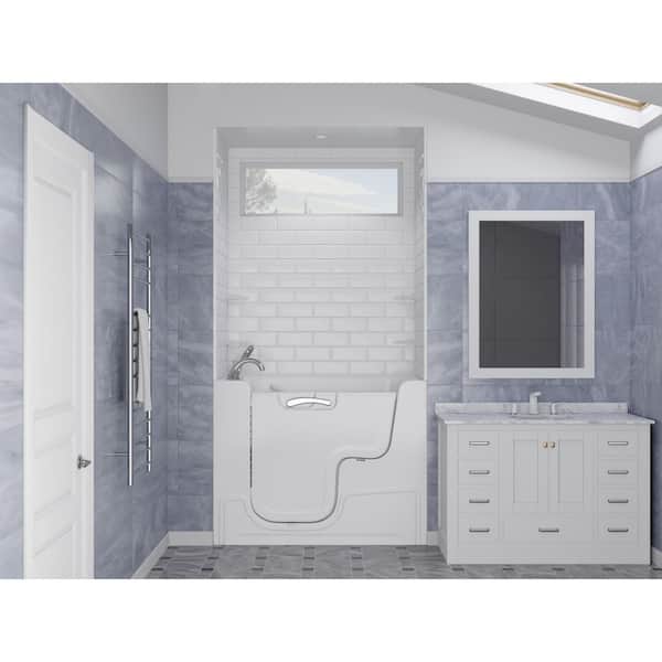 ANZZI Rampart Wall Series 29 in. x 53 in. Left Side Drain Combination ...