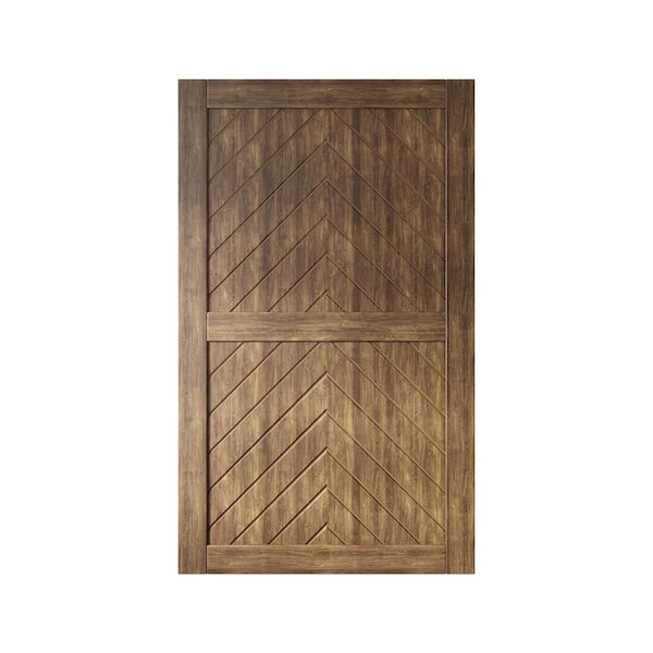 HOMACER JT1 42 in. x 80 in. C-Panel Solid Core Dark Walnut Fishbone ...