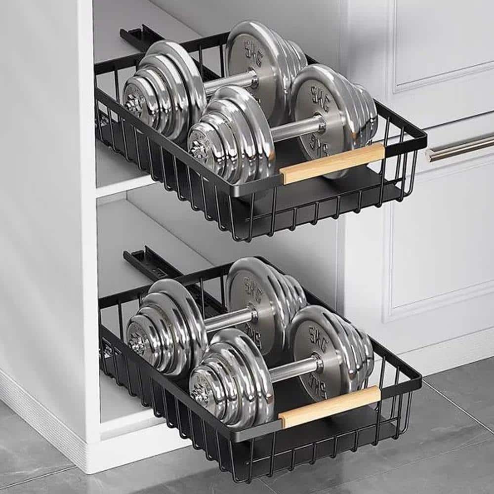 Anqtovp Pull-Out Cabinet Storage, Metal Sliding Cabinet Drawer Roll-Out ...