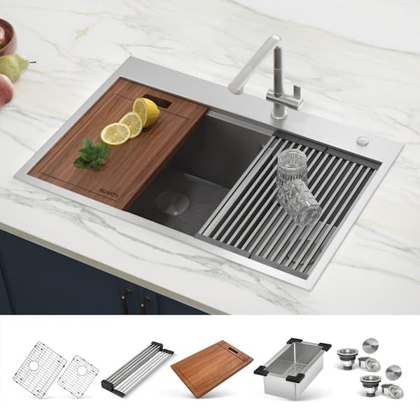 Ruvati Siena 25 in. Drop-in Single Bowl 16-Gauge Stainless Steel ...