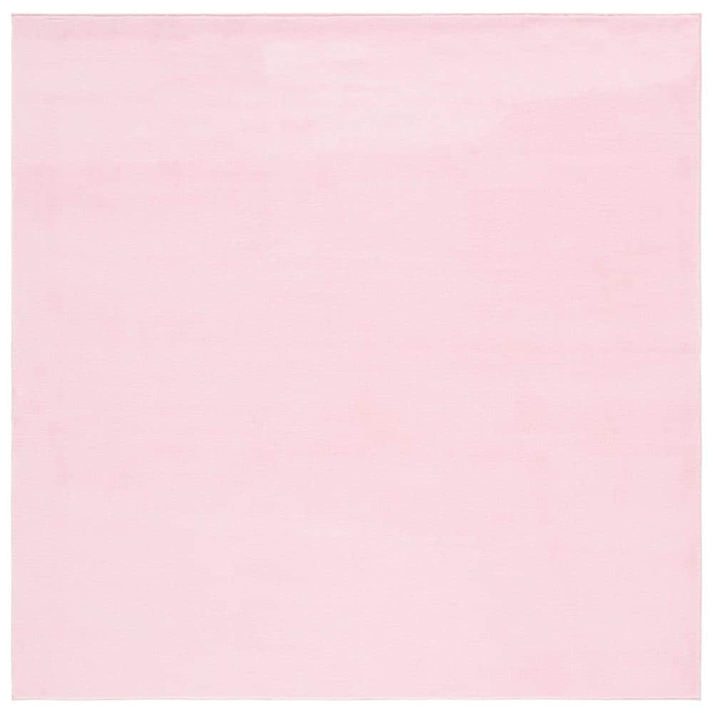 SAFAVIEH Faux Rabbit Fur Pink 6 ft. x 6 ft. Solid Flokati Square Area ...