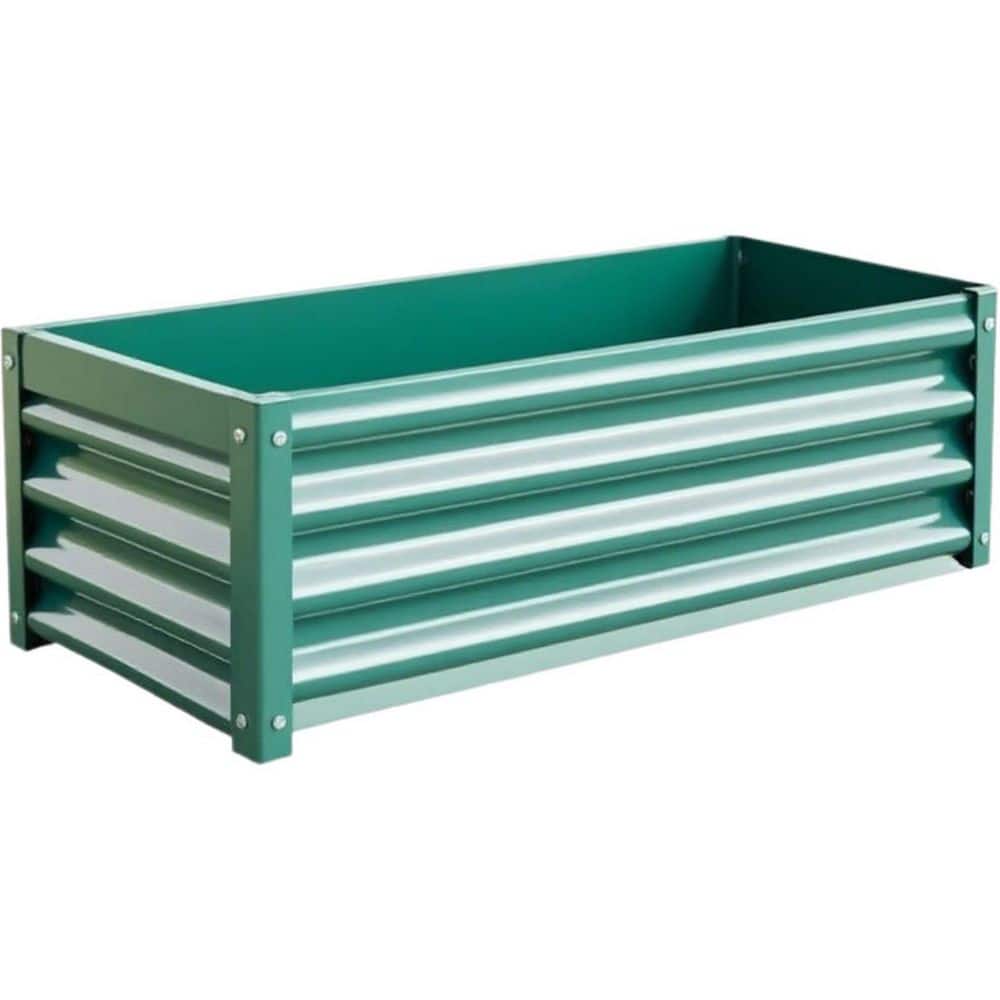 47.24 in. L x 24 in. W x 11.81 in. H Metal Green Raised Garden Bed with Anti-Rust Coating, Open ...