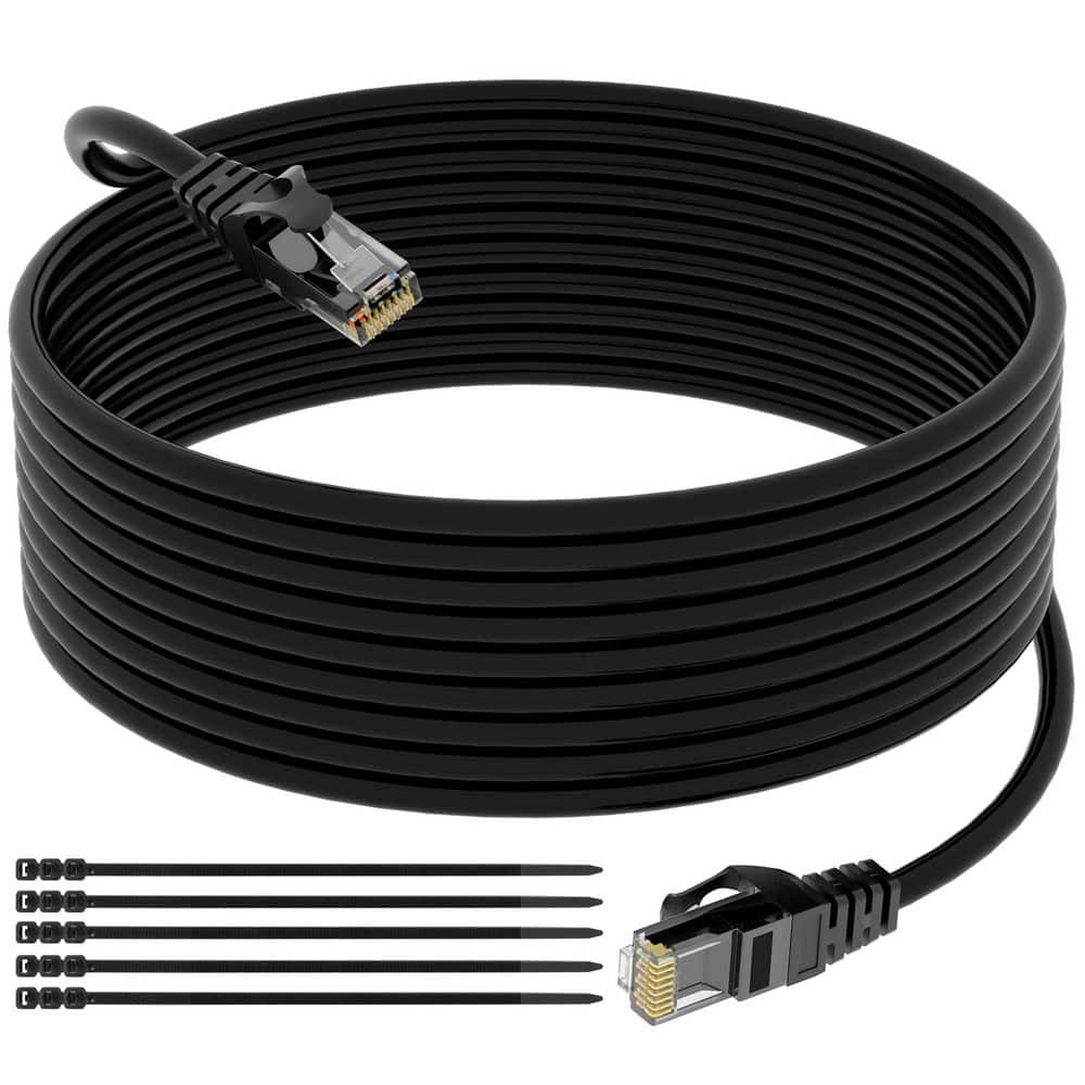 Yichuhaoxi 75 ft. Cat 6-Shielded Gold Plated Ethernet Cable Wire-Black ...