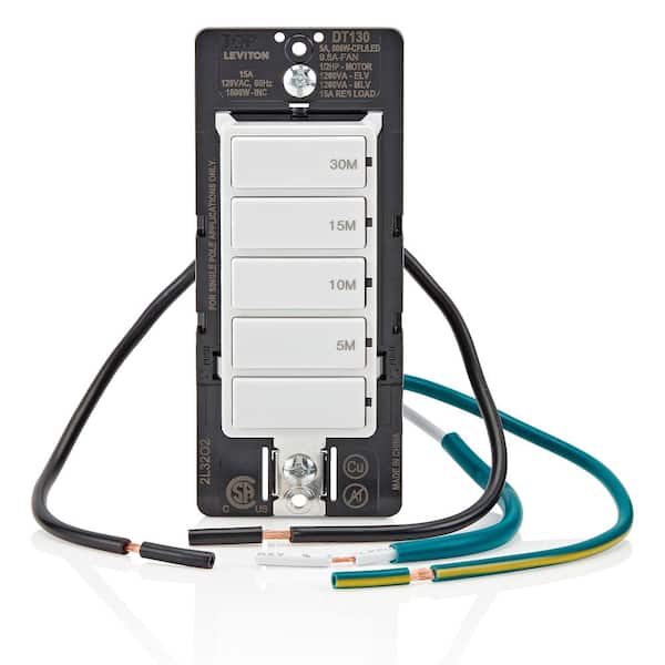 Leviton Decora 15 Amp 30-Minute Indoor In-Wall Timer Switch, 1/2 HP/9 ...