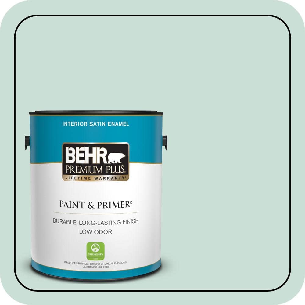 BEHR PREMIUM PLUS 1 gal. #M430-2 Ice Rink Satin Enamel Low Odor ...