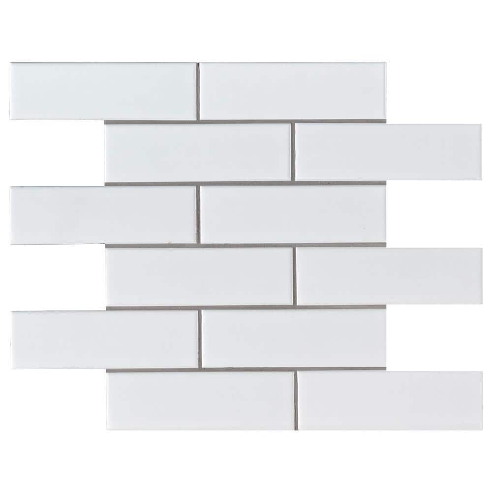 MSI Retro Brick Bianco 4 in. x 4 in. x 6 mm Porcelain Mesh-Mounted ...