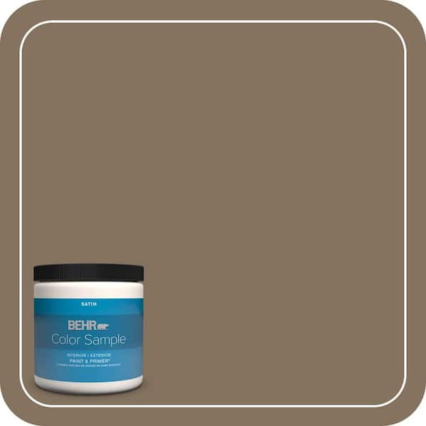 BEHR PREMIUM PLUS 8 oz. #BXC-05 Mudslide Satin Enamel Interior/Exterior ...