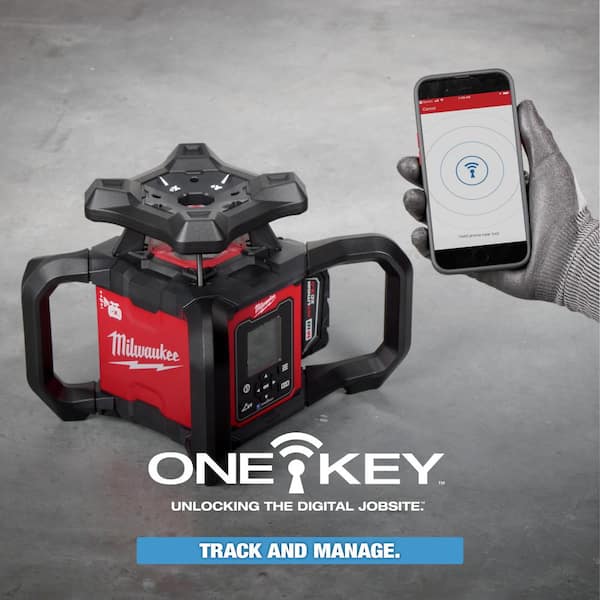 Milwaukee M18 4000 ft. Red Exterior Dual Slope Rotary Laser Level Kit ...