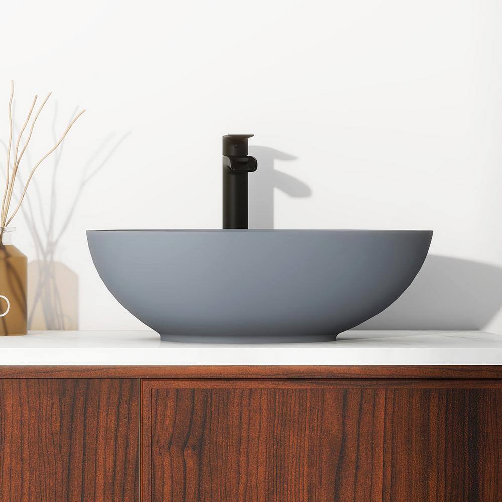 CASAINC Concrete Egg-Shaped Bathroom Sink Vessel Sink Art Basin in Blue ...