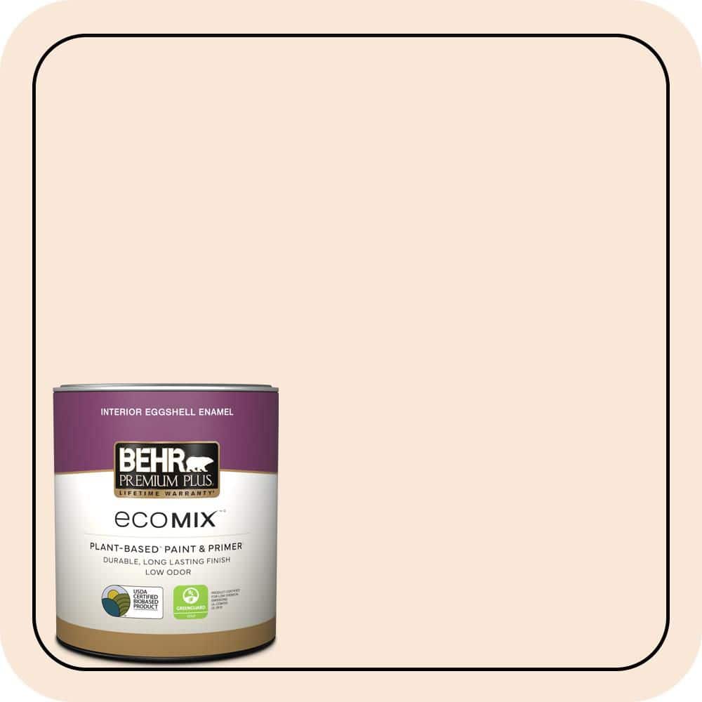 BEHR PREMIUM PLUS 1 qt. #RD-W14 Aria Ivory Eggshell Enamel EcoMix Plant ...