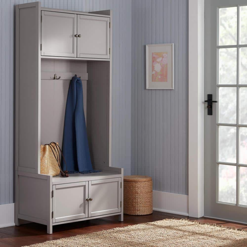 Home Decorators Collection Wolcott Riverbed Beige Wood Hall Tree with Bench and Storage (32 in ...