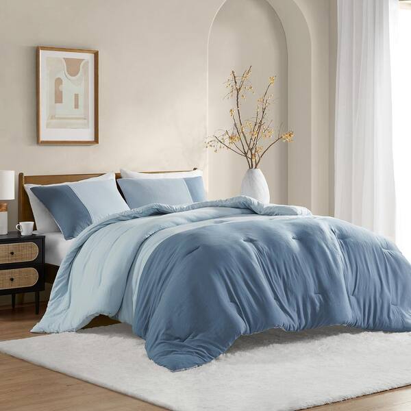 510 Design Miro 3-Piece Blue Microfiber Full/Queen Soft Washed Color ...