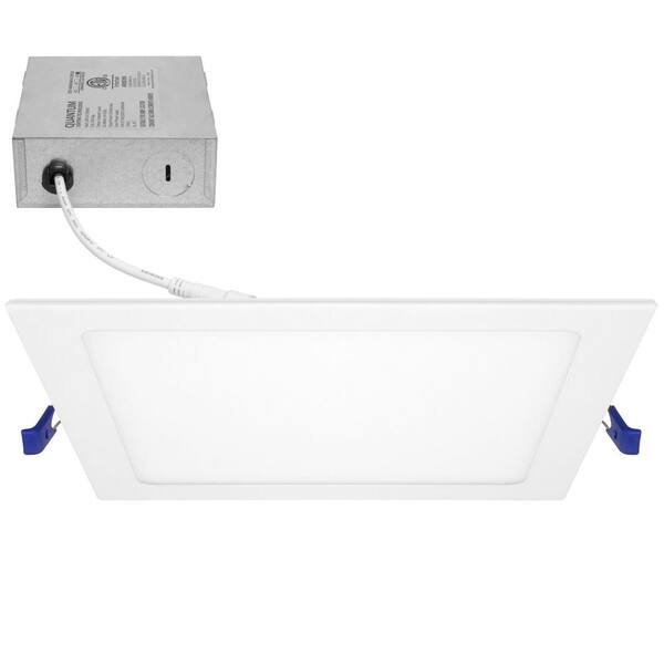 Maxxima 8 in. Slim Square Recessed LED Downlight, Canless IC Rated ...