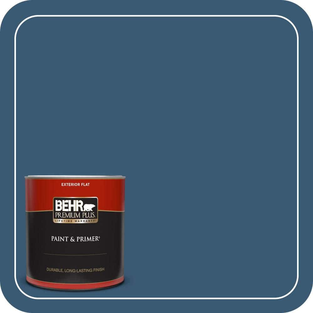 BEHR PREMIUM PLUS 1 qt. #M500-6 Express Blue Flat Exterior Paint ...
