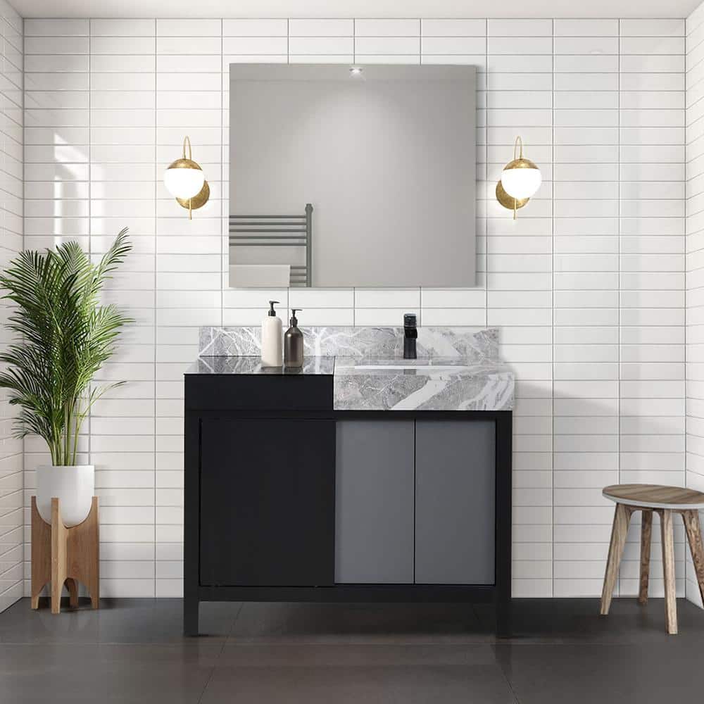 Lexora Zilara 36 in x 22 in D Black and Grey Bath Vanity, Castle Grey ...