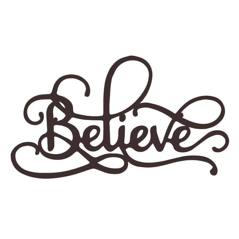  Believe Brown Decorative Metal Wall Sign 3D Hanging Decor In A Script 