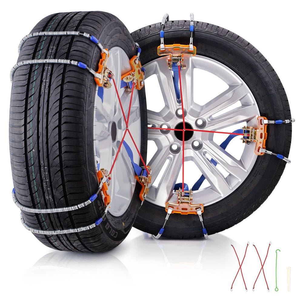 SKYSHALO 8 PCS Snow Chains, Tire Traction Chains for 9.2-11.2 in. Tires, Manganese Alloy Steel ...