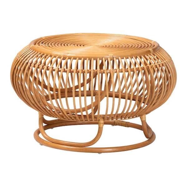 bali & pari Adeola 32.3 in. Light Honey Round Natural Rattan/Wicker ...