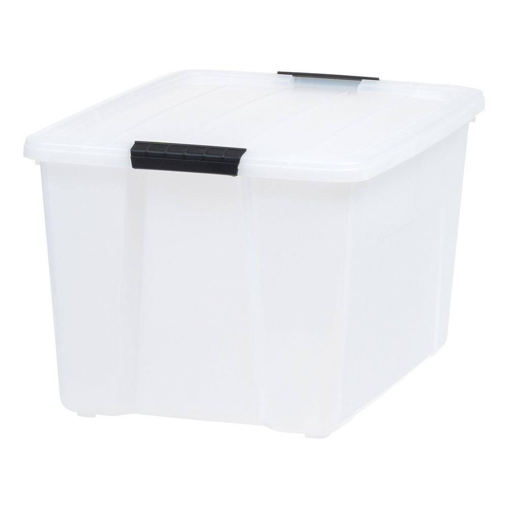 IRIS 53 Qt./13.25 Gal. Stackable Nesting Storage Tote with Black ...