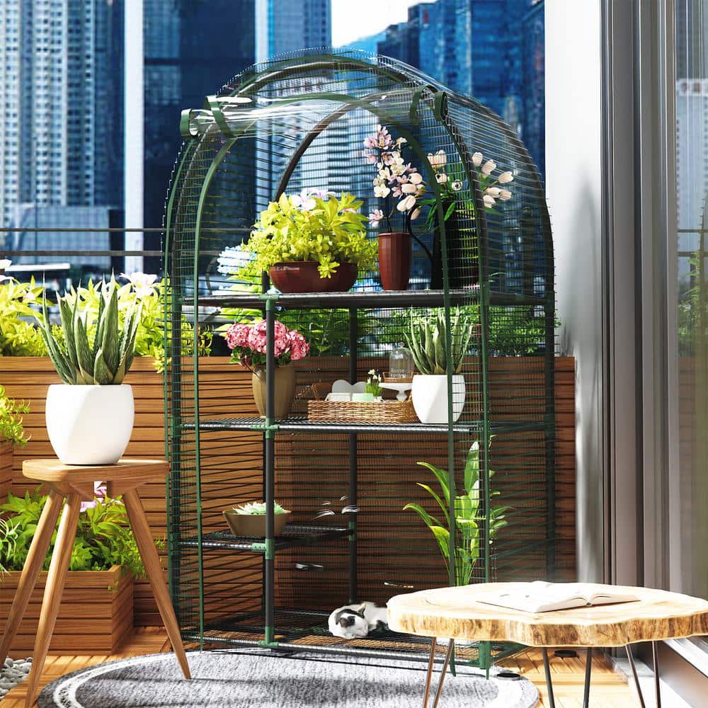 Gardenbee 39 in. W x 18 in. D x 62 in. H 4-Tier Mini Greenhouse with ...