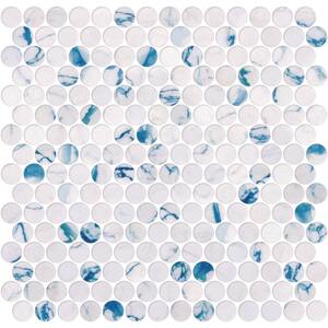 ANDOVA Pixie Nia Gray/Brown/Cream 4.5 in. x 8.25 in. Penny Round Smooth Glass Mosaic Tile Sample ...