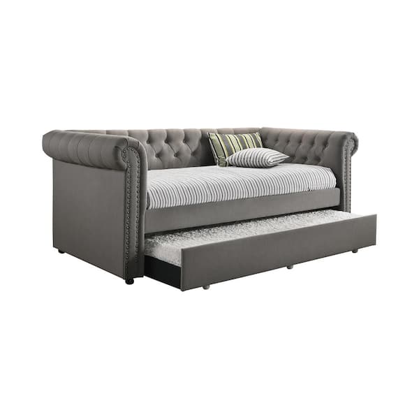 Coaster Kepner Gray Twin Tufted Upholstered Daybed with Trundle 300549 ...