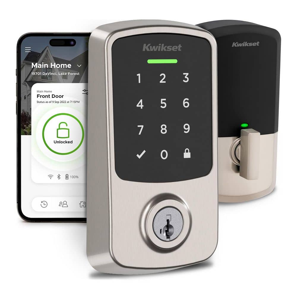 Kwikset Aura Reach Satin Nickel Bluetooth + Matter Over Thread Enabled ...
