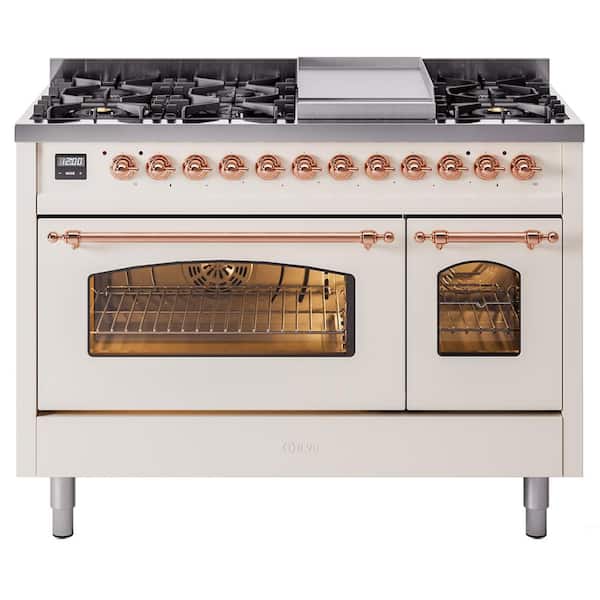 ILVE Nostalgie II 48 in. Dual Fuel Natural Gas Range with 8 Burners ...