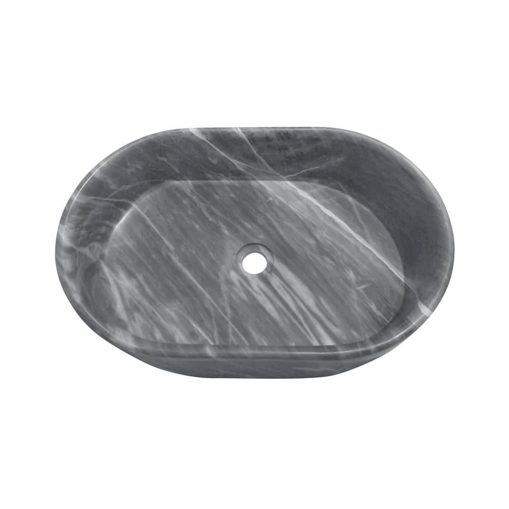 CASAINC Carrara Gray Marble Vessel Bathroom Sink 23.6 in. x 15.7 in ...