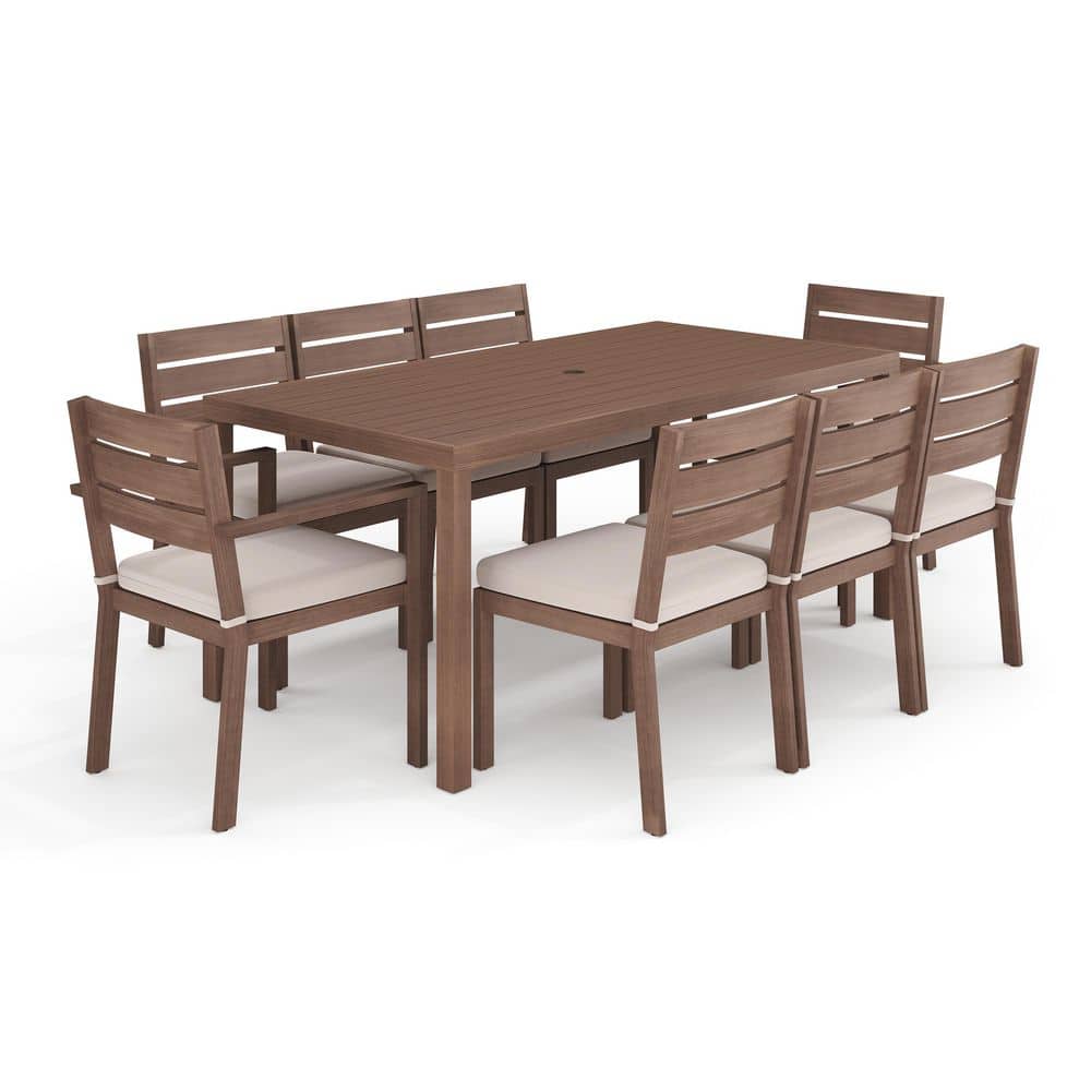MARTHA STEWART Bedford Brown Brushed Woodgrain Aluminum Indoor-Outdoor ...