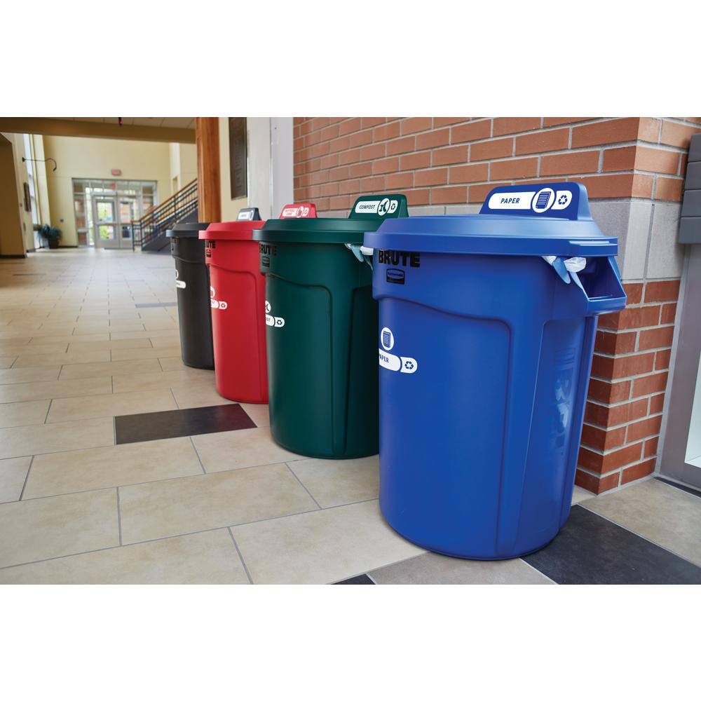 Brute 32 Gal. Red Plastic Round Trash Can Best Deals and Price History ...