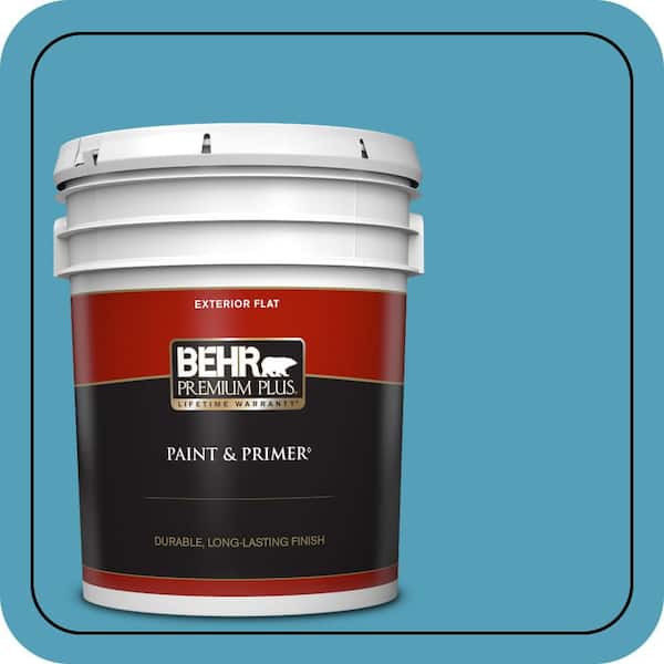 BEHR PREMIUM PLUS 5 gal. #M480-5A North Pole Blue Flat Exterior Paint ...