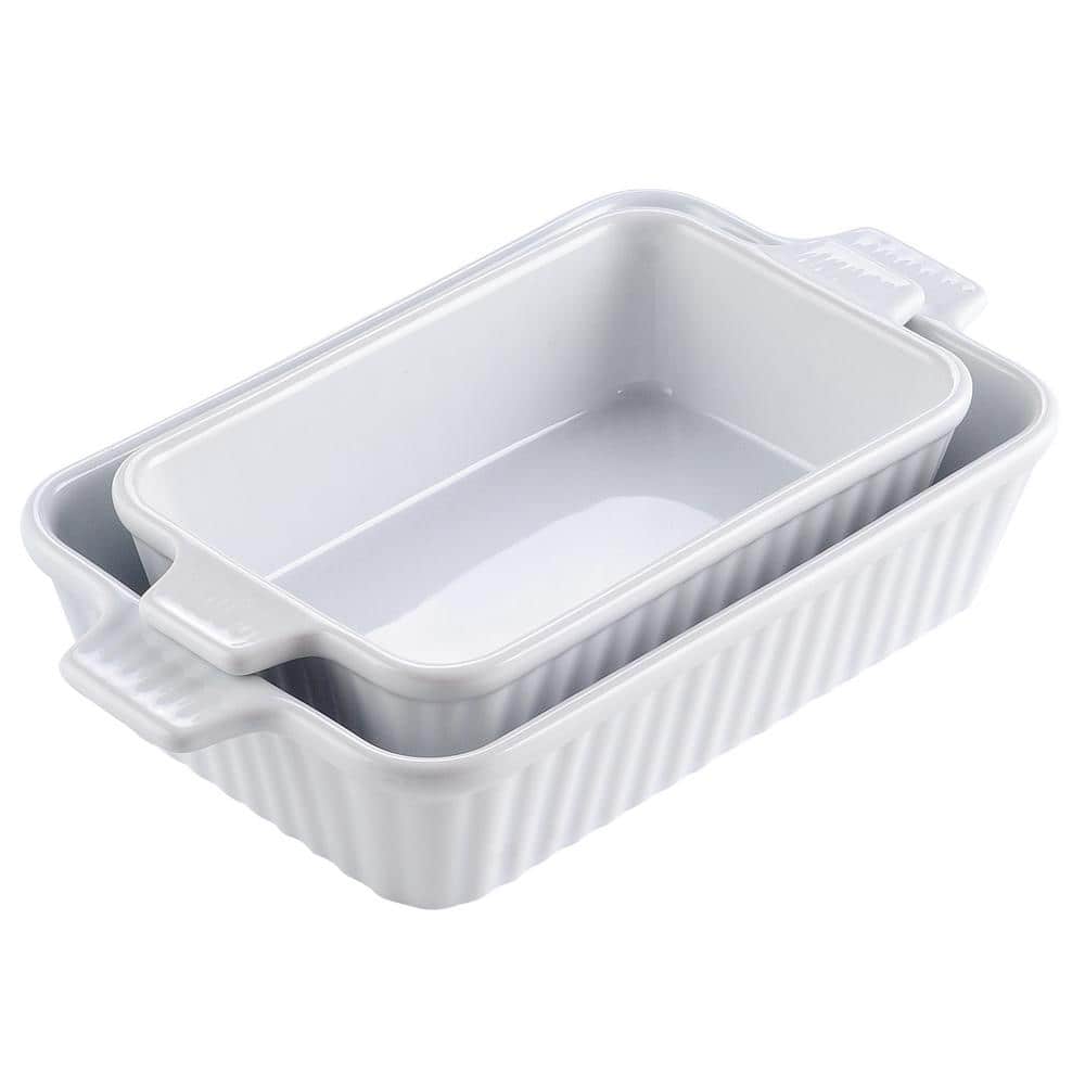 MALACASA Series Bake, White Rectangular Porcelain Baking Dish Set, for ...